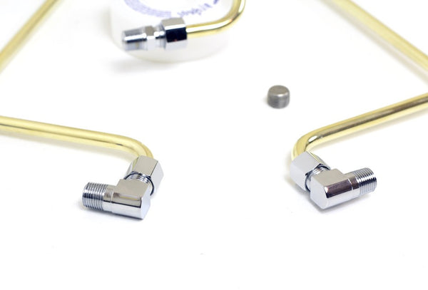 Old-Stf Shovelhead rocker box Split Oil Line - Brass & Chrome