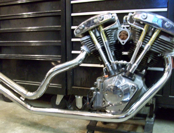 Harley 1970-84 rigid frame Shovelhead up swept drag pipes - exhaust ...
